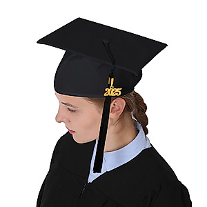GraduationMall Single Color Graduation Tassel with 2025 Year Charm 9" Black