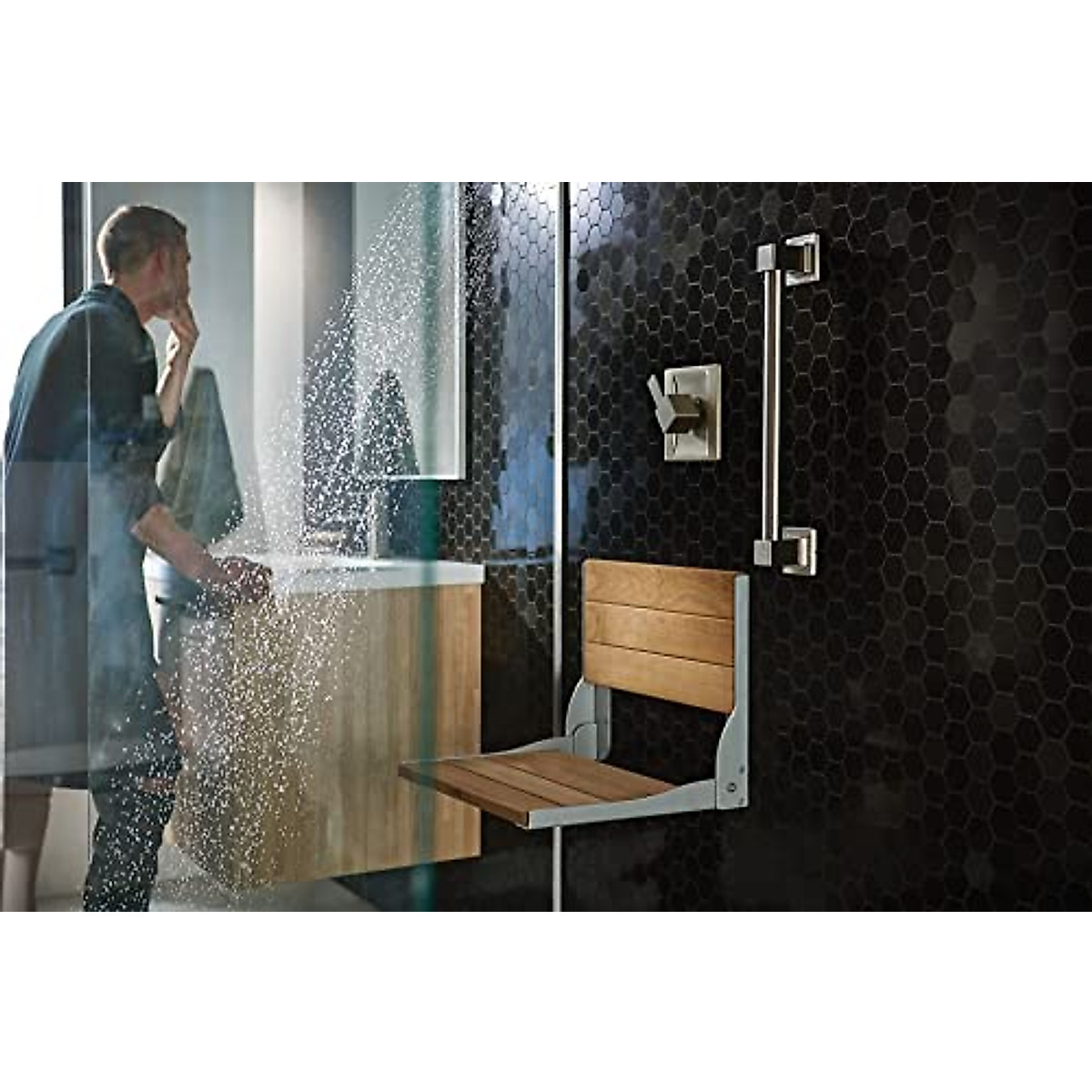 Moen 90 Degree Brushed Nickel Posi-Temp Modern Shower Trim Kit, Valve Required, TS2712BN