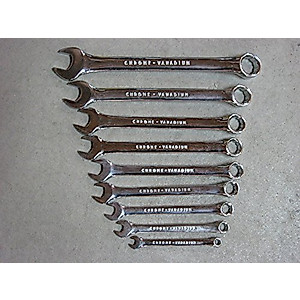 Metric Wrench Set, 9 Chrome Vanadium Combination Open End and Box End Wrenches with Organizer Storage Case