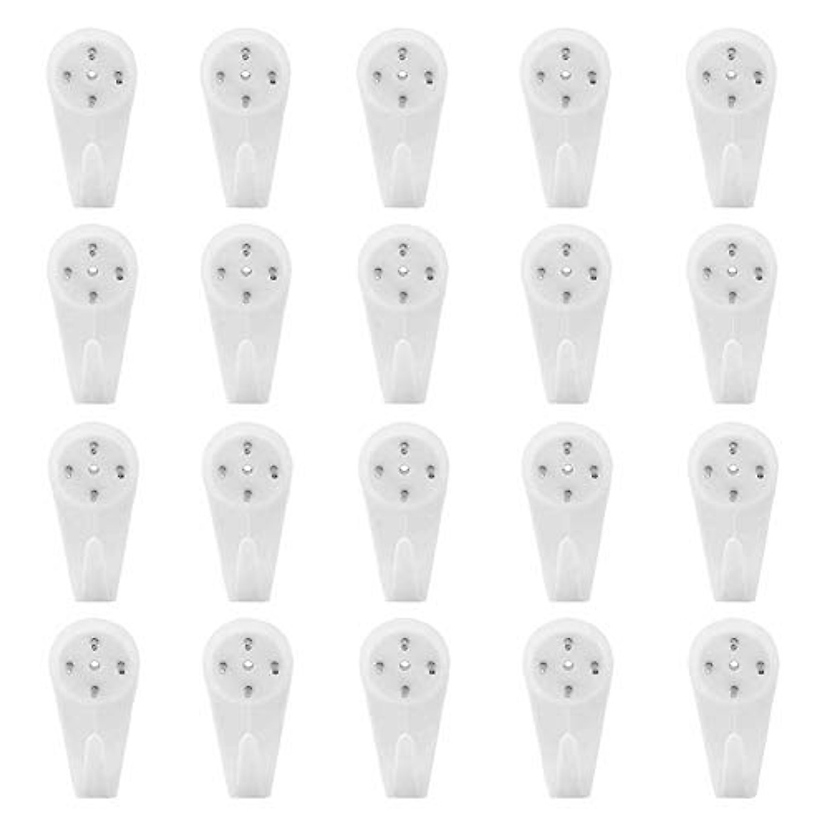 NARAMAX 20PCS White Non-Trace Wall Picture Hook Plastic Powerful Concrete Hard Wall Drywall Picture Hooks Frame Wedding Photos Mirror Wall Studs Hardwall Painting Hangers (M Size)