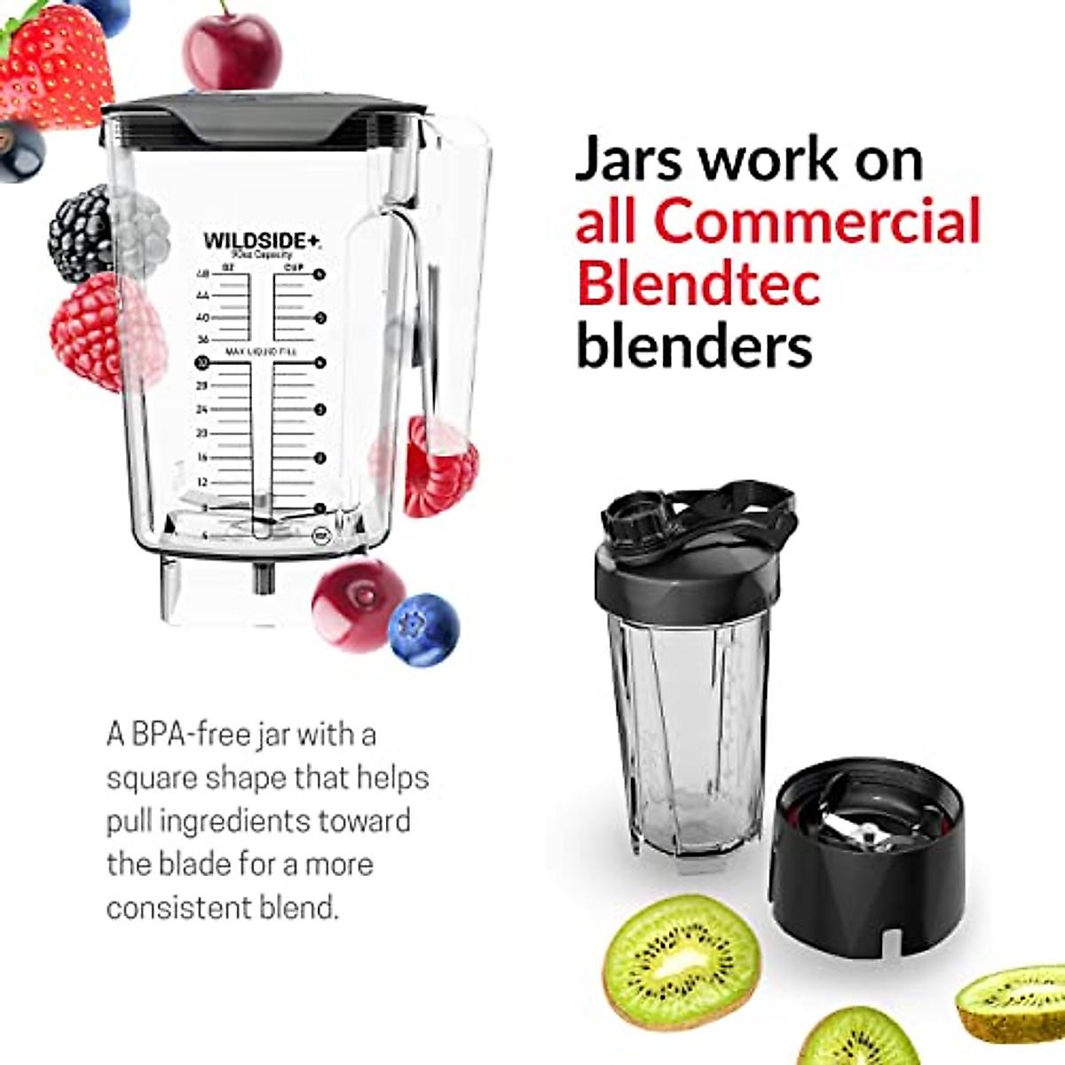 Blendtec Stealth X 885 - Brushless Commercial-Grade Blender with Sound Enclosure - Wildside + and FourSide Jar with Soft Lid - Black