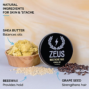 ZEUS Mustache Wax - Natural Shine, Moisturizing, Conditioning & Styling Mustache Wax, Light-Medium Hold – MADE IN USA