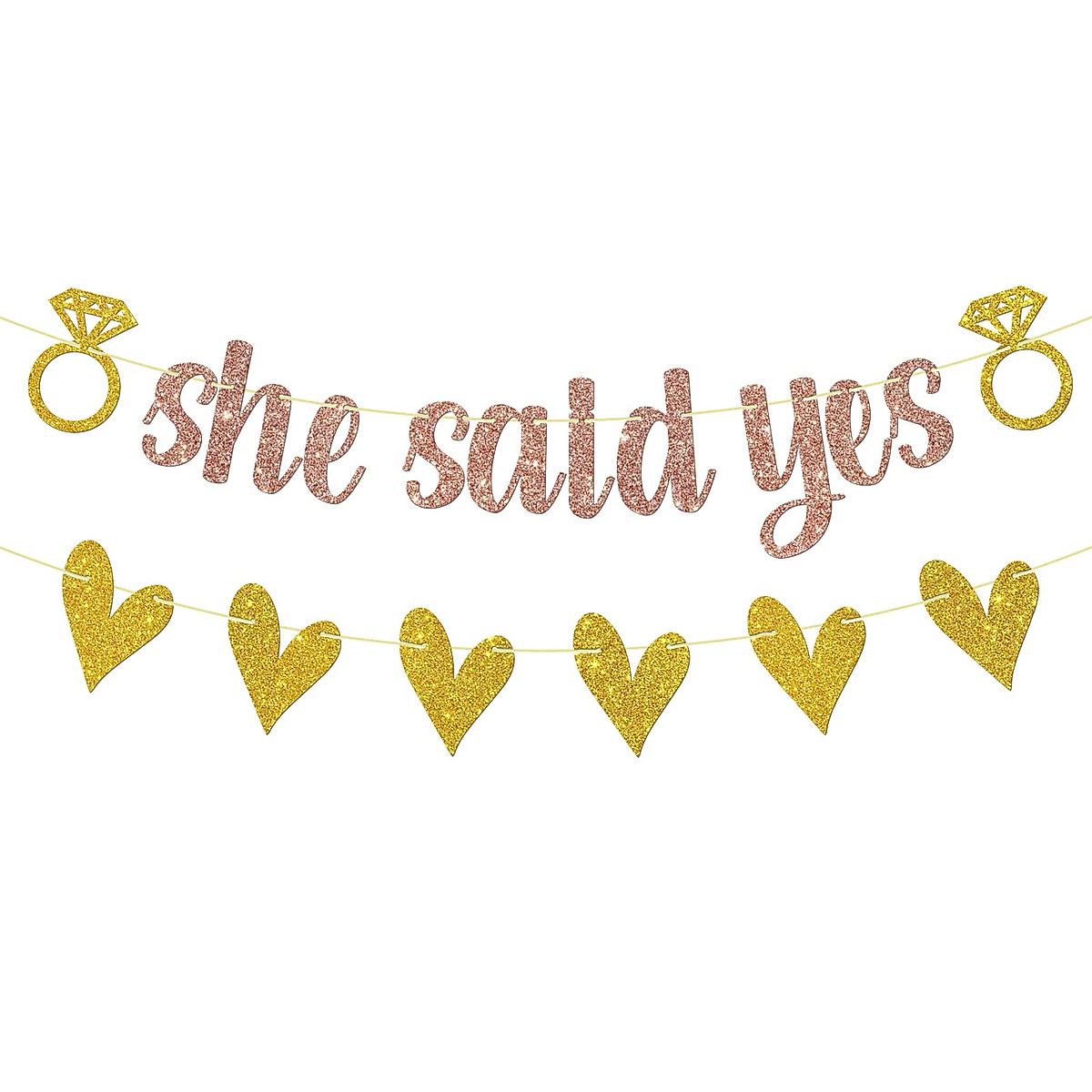 She Said Yes Banner - Just Engaged Decorations, Wedding, Engagement, Bridal Shower Party Decorations ( Rose Gold）