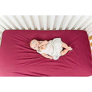 SheetWorld Baby Fitted Changing Pad Cover Sheet 16 x 33 inches, 100% Cotton Jersey Hypoallergenic Sheet, Unisex Boy Girl, Burgundy, Made in USA