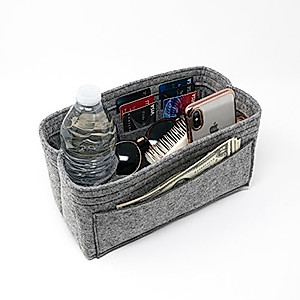 SORTE. Lightweight Felt Purse Insert Organizer With Credit Card Slots For Handbag & Tote Bag… (Grey)