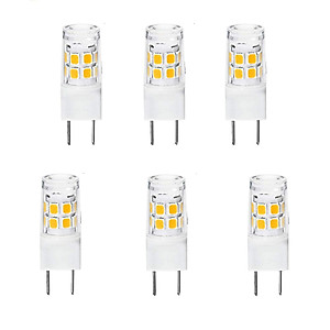 GY8.6 G8 LED Bulb 3W, 120V 30W Halogen Replacement Bulb, Improved Version G8/GY8.6 Bi-pin Base,for Microwave Lighting, Under Counter Kitchen Lighting, Under-Cabinet Light(6-Pack)(Warm White 3000K)