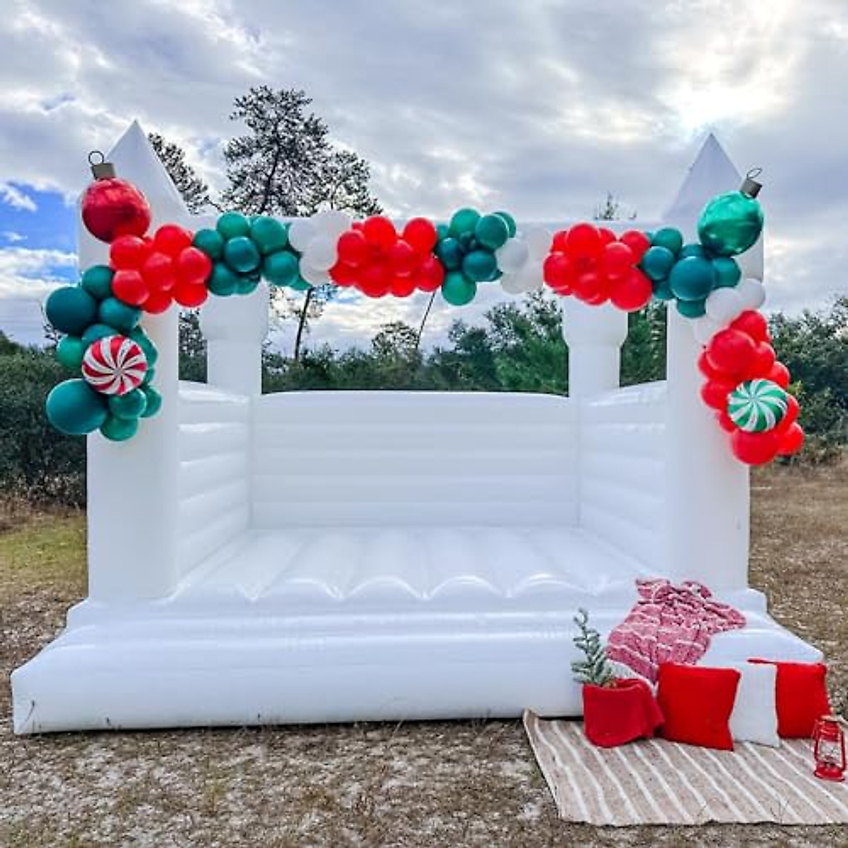 Bounce House with Ball Pit 120x96x96 inch Commercial Grade ASTM Certified White Bouncy Castle for Memorable Birthday Parties & Event (White, 15x15x12FT)