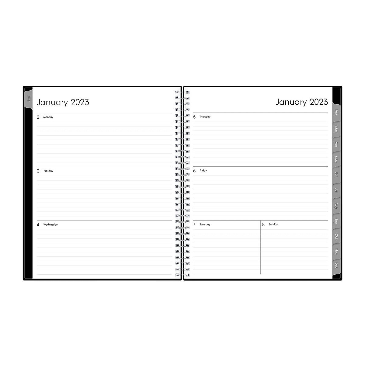 Blue Sky Enterprise Weekly/Monthly Planner, Enterprise Formatting, 11 x 8.5, Black Cover, 12-Month (Jan to Dec): 2023