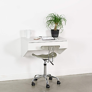 VIVO White Wall Mounted Desk with 28 inch Surface and Pull Out Drawer, Floating Wall Organizer, Under Storage Workstation, DESK-SF01W