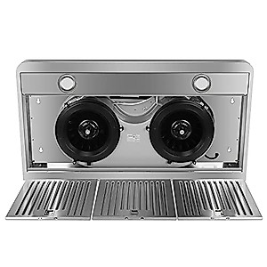 J.Polaris Range Hood for Under Cabinet, 30-Inch, 760CFM, Stainless Steel, ETL Certified, Slim, Permanent Filters, 3 Speed Gesture Sensing, Dual Motors, With 2 Sets of Charcoal Filters (ɑ-30)