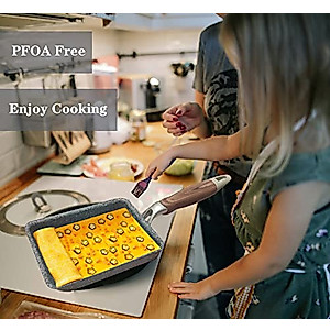 DXBVIEX 9 PCS Tamagoyaki Pan Set, Japanese Omelette Pan Nonstick with Lid, Square Japanese Egg Pan, Rectangle Tamago Pan 7.6" x 5.7" Grey