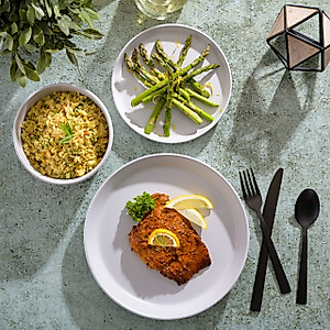 Gibson Soho Lounge Sofia Coupe Stoneware Dinnerware Set, Service for 4 (12pcs), White w/Speckle