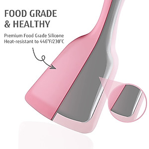 hecef Kitchen Utensils Set, 32 PCS Silicone Cooking Utensils Set with Stainless Steel Holder, 446°F Heat Resistant Food Grade Kitchen Gadgets Tools Set Wooden Handle for Nonstick Cookware (Pink)