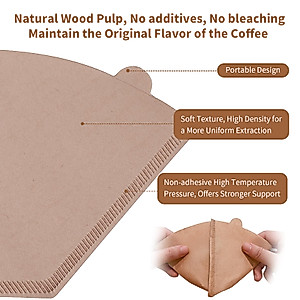 CAFEGENS Cone Coffee Filters #4, 200 Counts Coffee Filters 8-12 Cup, Disposable Coffee Filters Cone Nature Unbleached Paper Filters for Pour Over and Drip Coffee Maker