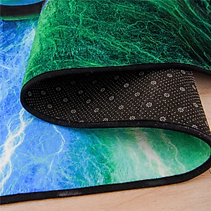 Meeting Story Gamer Gaming Area Rug Tie Dye Lightnings Gamepad Rug Games Console Action Buttons Print Carpet Indoor Floor Sofa Rugs for Kids Bedroom Living Room Game Room Decor(Blue-Green,4 * 6 Feet)