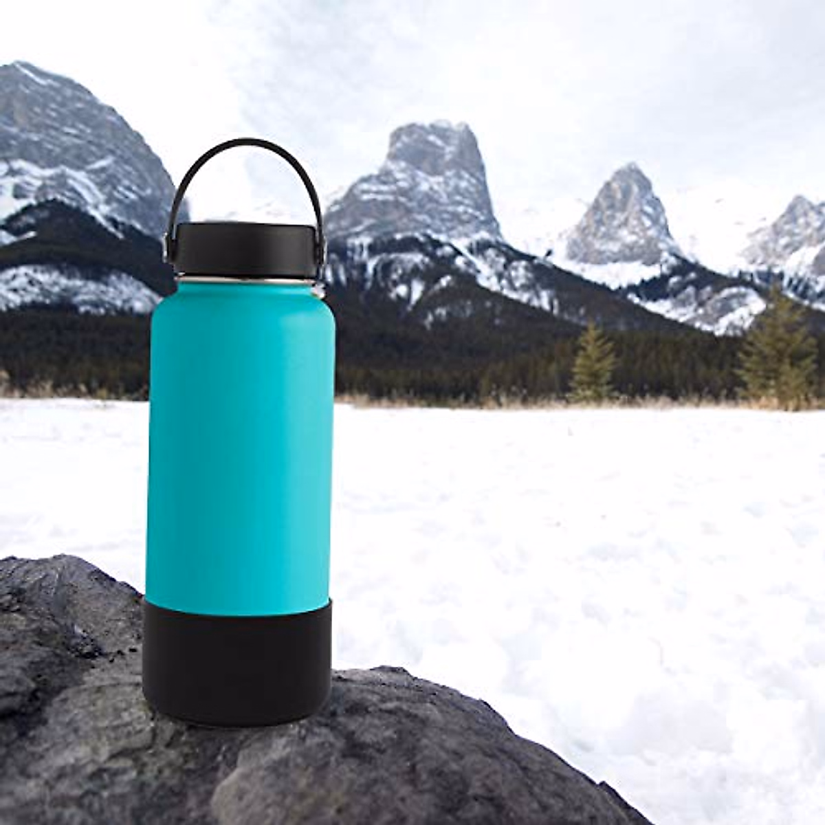 Flaskars Protective Silicone Boot for 12oz - 40 oz Hydro Sport Water Bottles Flask Anti-Slip Bottom Sleeve Cover (Fits 32 oz and 40 oz Bottles, Black)