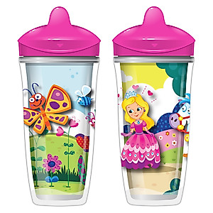 Playtex Sipsters Stage 3 Spill-Proof, Leak-Proof, Break-Proof Insulated Spout Sippy Cups 9 Ounce 2 Count (Color May Vary)