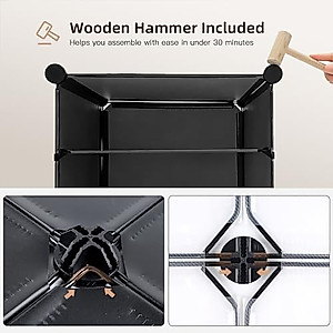 Cuzdeco Shoe Organizer Cabient, 6 Cube 12 Tiers Shoe Rack with Door, 24 Pairs Plastic Shoes Storage Cabinet Expandable Free Standing Shoe Rack, for Closet Entryway Hallway Bedroom, Black