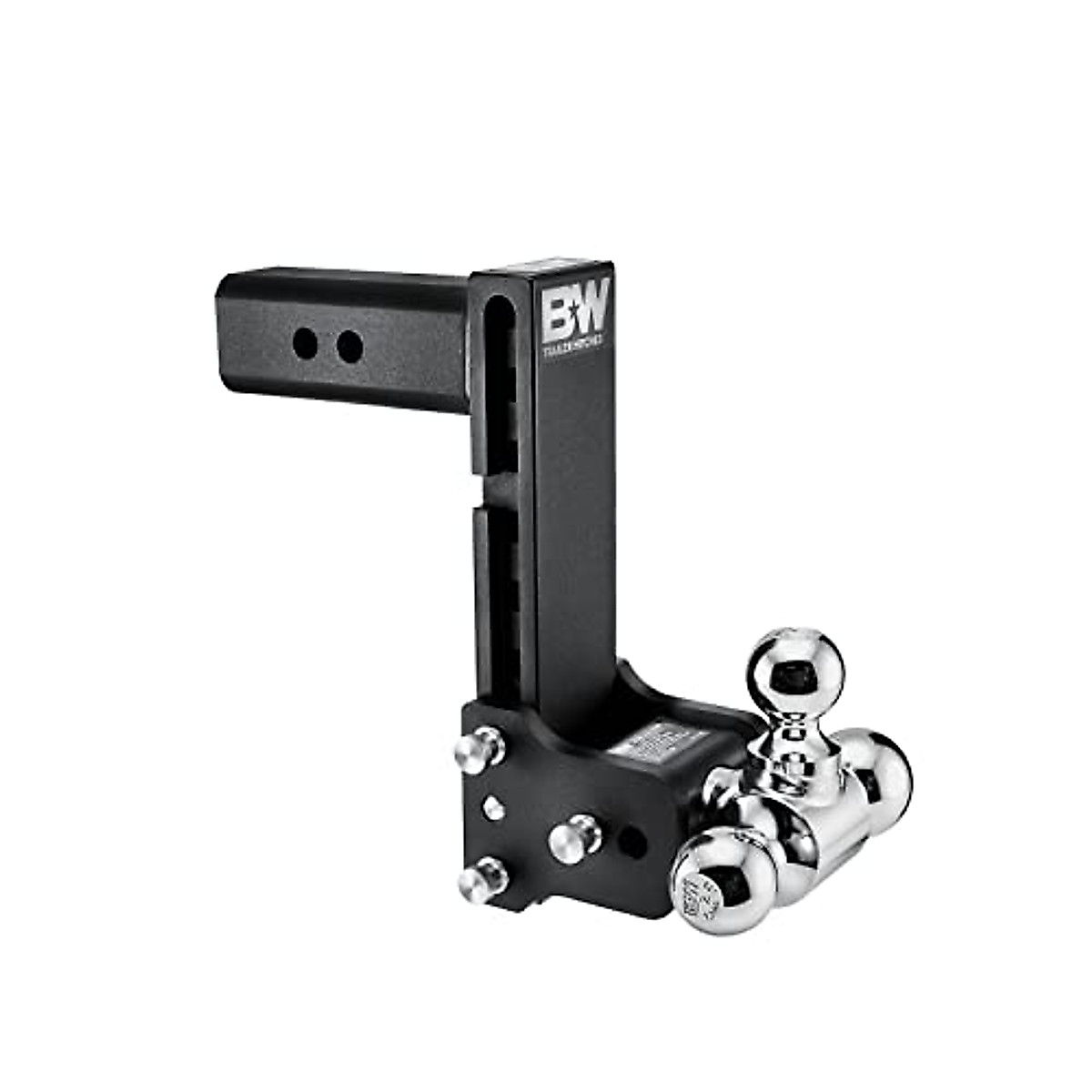 B&W Trailer Hitches Tow & Stow Adjustable Trailer Hitch Ball Mount - Fits 2.5" Receiver, Tri-Ball (1-7/8" x 2" x 2-5/16"), 8.5" Drop, 14,500 GTW - TS20050B