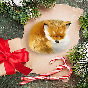 4 Pcs Stuffed Fox Plush Ornament Simulation Furry Fox Decorations Animals Plush Mini Squint Sleeping Plush Static Figures Model for Home Birthday Graduation Favors