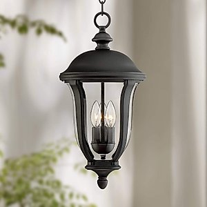 John Timberland Park Sienna Traditional Outdoor Ceiling Light Fixture Hanging Black 20" Clear Glass Decor for Exterior House Porch Patio Outside Deck Garage Front Door Garden Home Roof Gazebo