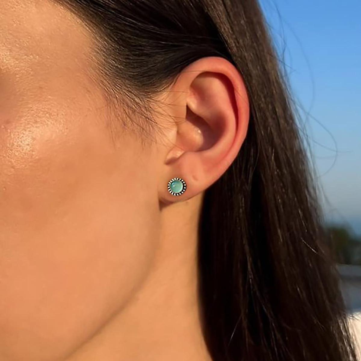 Yokawe Boho Stud Set Earrings Silver Crystal Gem Earring Ear Stud Multiple Ear Jewelry for Women and Girls Gift (6 Pairs)