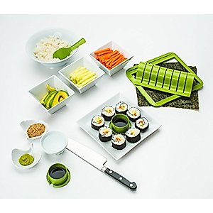 SushiQuik Sushi Making Kit | Sushi Kit for Beginners | Sushi Rolling Kit w/Unique Frame for Exact Amount of Sushi Rice on Every Sushi Seaweed Sheets | Sushi Maker Kit | Sushi Rolling Kit | Sushi Mat