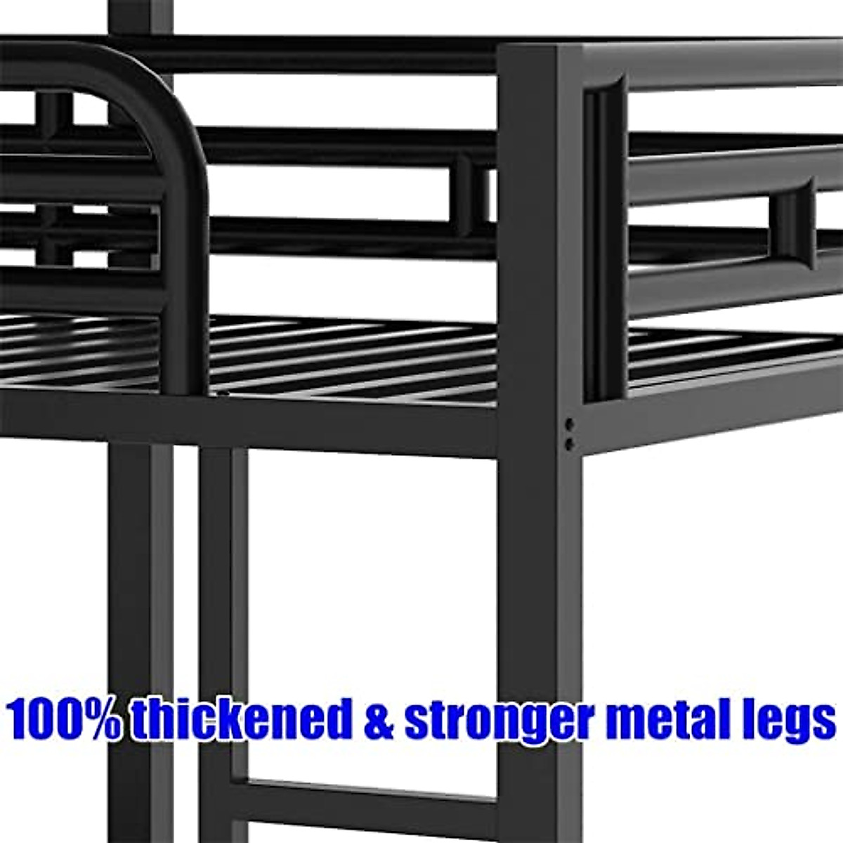 SNIFIT Latest Upgraded & Stronger Steel Metal L Shape Triple Bunk Bed Twin Over Twin Over Twin, Thicken Reinforced Twin Triple Bunk Bed Frame L Shaped for 3 with Safer Ladder, Black (Easier Assembly)