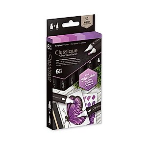 Spectrum Noir Classique Blend Alcohol Marker Dual Nib Pens Set-Purples-Pack of 6