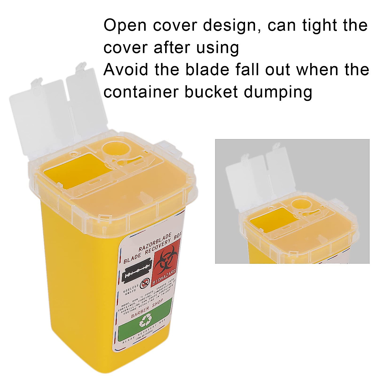 Sharps Disposal Container, Disposal Blade Container Barbershop Hair Salon Shaving Knife Blade Disposal Collect Box(yellow)