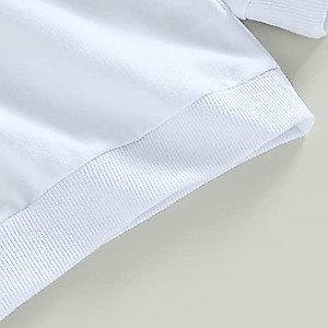 Baby Girl Boy Long Sleeve Sweatshirt Crewneck Oversize Pull On Top Fall Winter Spring Cute Baby Clothes (White,6-12 Months)