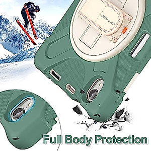 BATYUE iPad Mini 6 Case 8.3” 2021 with Pencil Holder [360 Rotating Hand Strap] & Stand, Drop-Proof Kids Case for iPad Mini 6th Gen 8.3'' inch (Emerald Green)