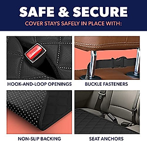 Active Pets 600D Oxford Fabric Dog Car Seat Cover for Back Seat - Durable, Nonslip, Waterproof Vehicle Seat Cover, Cotton 3-in-1 Hammock - Protects Dirt, Shedding and Scratching - Black