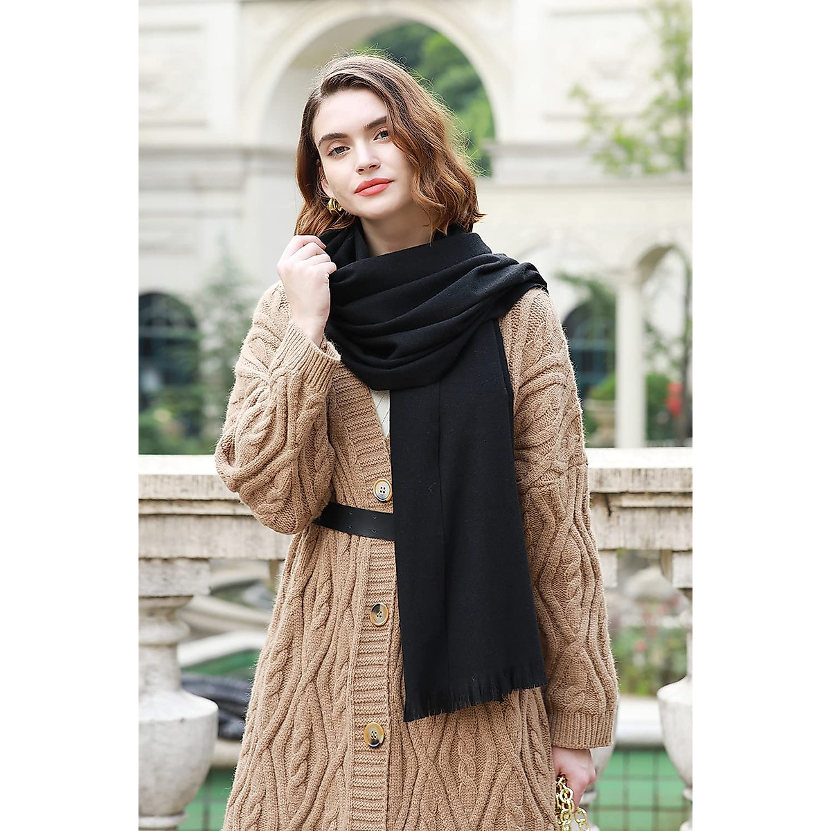 RIIQIICHY Pashmina Shawl Wraps for Women Scarf for Wedding Large Winter Black Scarves Soft Shawls and Wraps for Evening Dresses