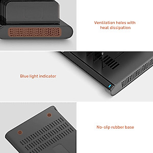 Alxum 10 Port USB Charging Station, 60W Mobile Charging Station with Multi-Port USB Fast Charger Stand for Mobile Phone, Tablet and More,Black