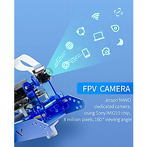 JetBot AI kit Provided by Jetson Nano, with Front Camera Dual Mode Wireless WiFi Bluetooth Facial Recognition Object Tracking(Blue, Without Jetson Nano)