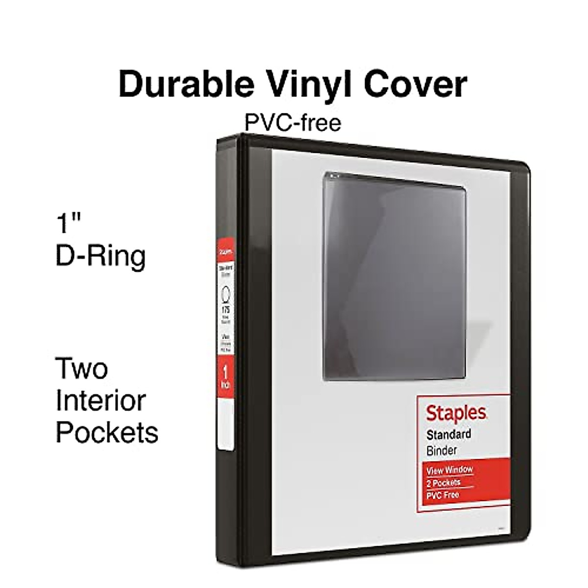 Staples 2661503 Standard 1-Inch 3-Ring View Binders Black 12/Carton (26431Ct)