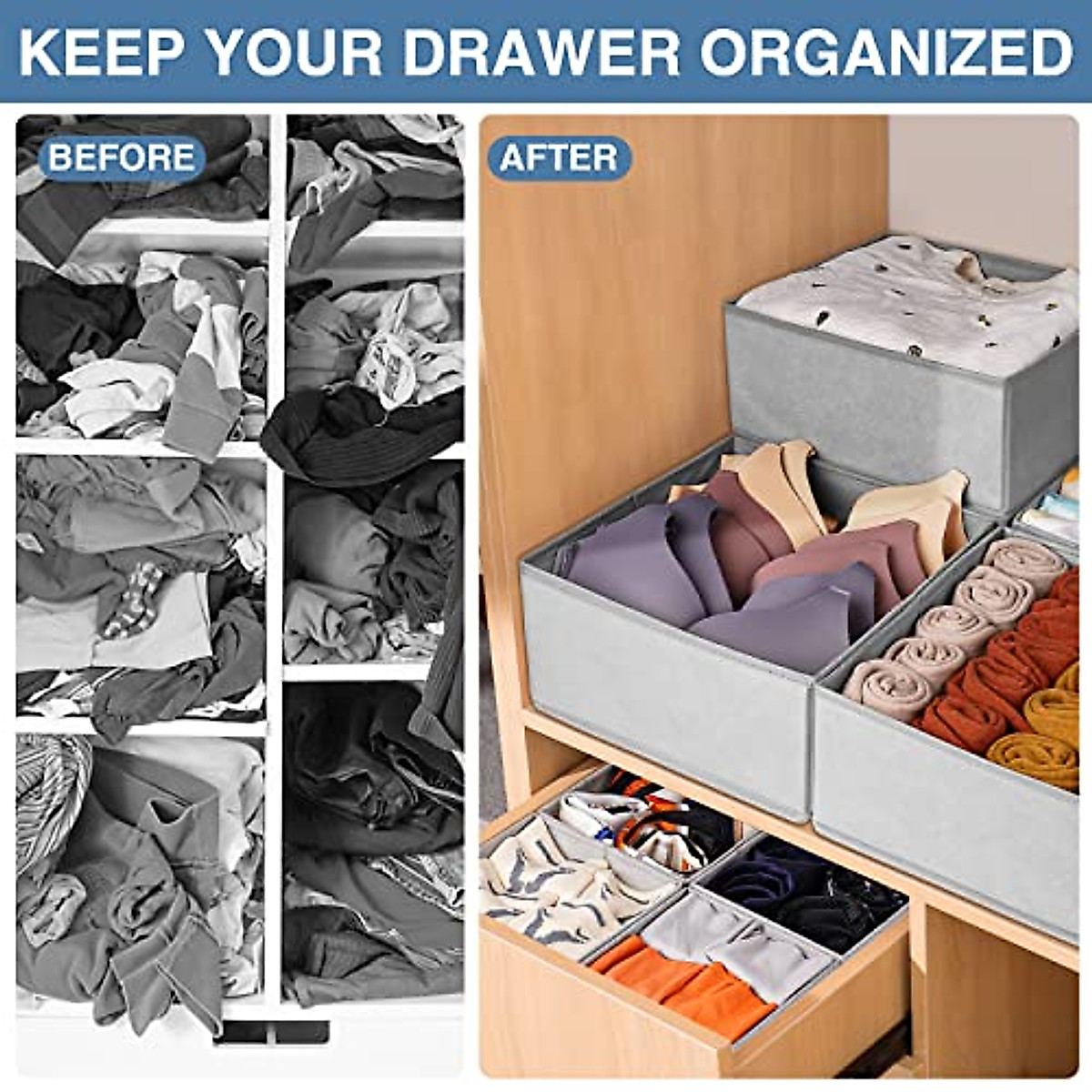 3 Pack Clothes Blanket Storage Bags with 12 Pack Drawer Organizers for Clothing