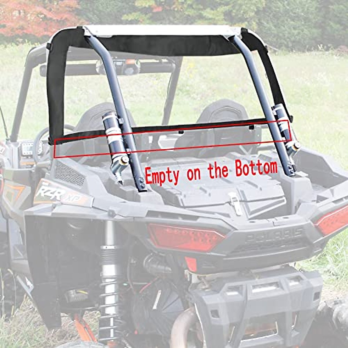Polaris RZR 1000XP Rear Windshield, Soft Back Window for for RZR 1000 XP, XP 4 1000, TURBO （Bottom Gap for Particle Separator）