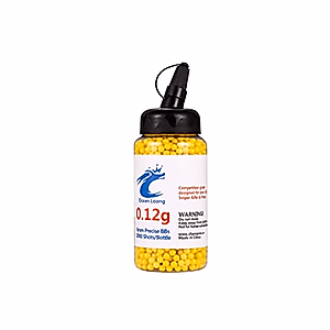 Ocean Loong Airsoft BBS 0.12g 6mm 2000 Rounds with an resealable Plastic Bottle& an Easy-Pour spout,Yellow Airsoft pellets
