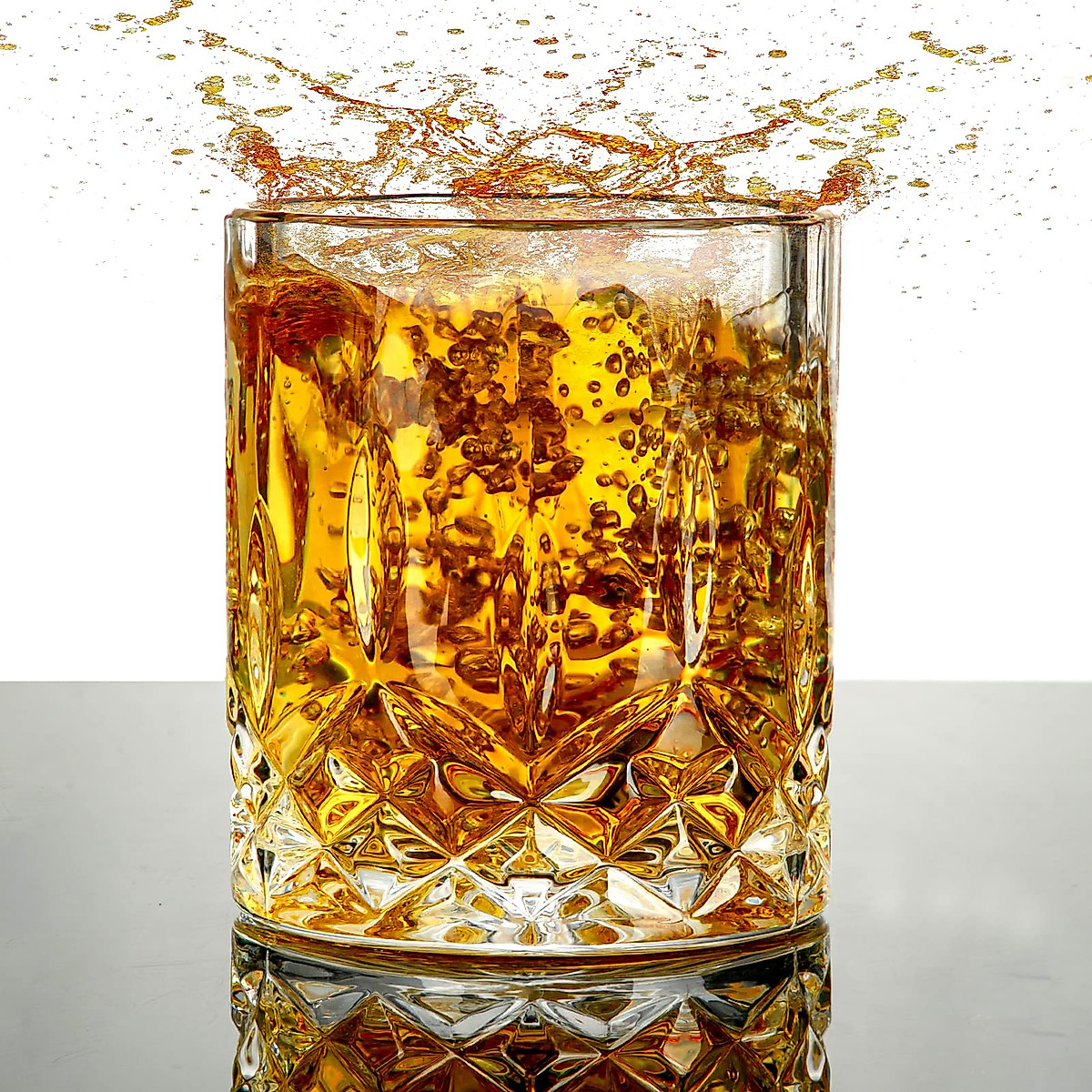 Old Fashioned Whiskey Glasses with Luxury Box, 10 Oz Rocks Glasses Barware for Scotch, Bourbon, Liquor and Cocktail Drinks - Set of 4