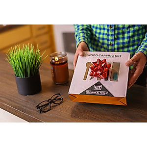 Elemental Tools 9pc Wood Carving Tools Set - Hook Carving Knife, Whittling Knife, Detail Wood Carving Knife For Spoon, Bowl, Kuksa Cup Or General Woodwork - Bonus Cut Resistant Gloves And Bamboo Box