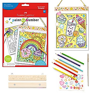Faber-Castell Paint by Number Sweets - Kids Watercolor Paint by Number Craft for Ages 6-8+