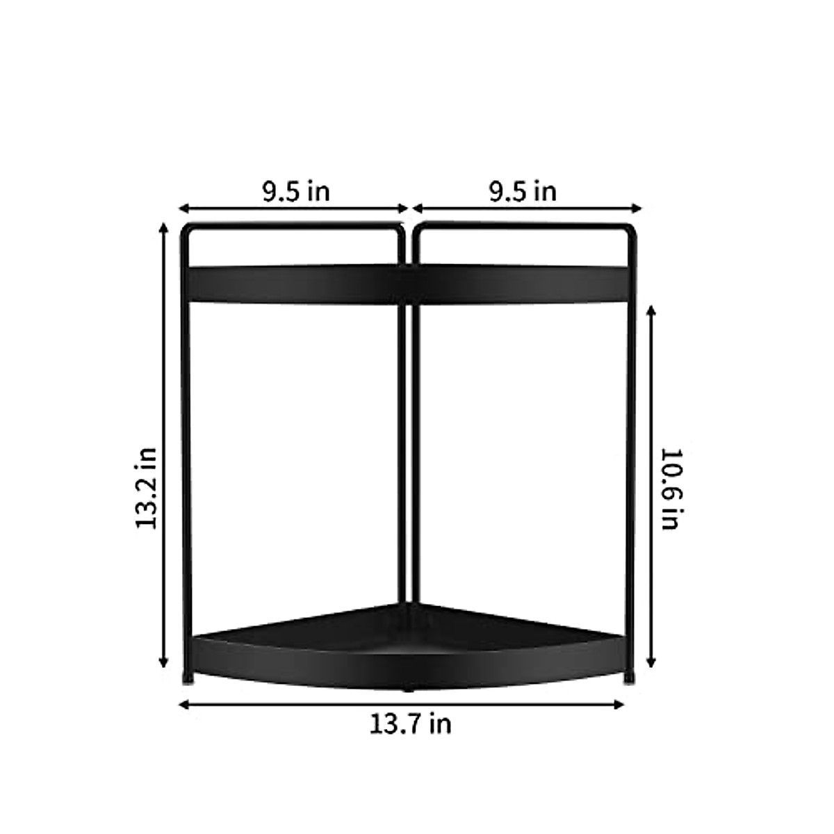 2 Tire Bathroom Countertop Organizer, Vanity Tray Corner Shelf Storage Organizer for Makeup Cosmetic Perfume, Kitchen Spice Rack Metal Standing Shelf