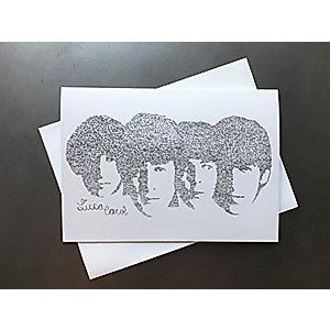 The Beatles Birthday Card with Envelope Drawn From Their Birthday Song Lyrics Contemporary Unique Music John Lennon Paul McCartney George