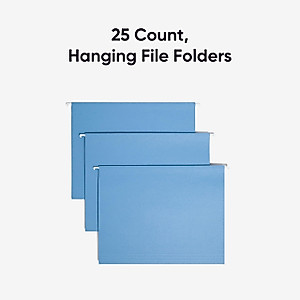 Smead Standard Hanging File Folders, 25 Count, Blue, 1/5-Cut Adjustable Tabs, Letter Size (64060)