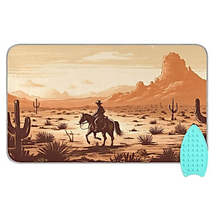 GOODOLD Vintage Western Cowboy Ironing Mat Portable Travel Ironing Pad for Washer,Dryer,Table Top, Iron Board Alternative Cover, Large Heat Resistant Ironing Blanket