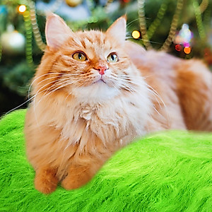 4 Pcs Christmas Faux Fur 10 x 20 Inch Faux Fur Fabric Squares Shaggy Fluffy Fabric Patches Ultra Soft Plush Craft and Hobby Fabric Craft Supply, Halloween Costume, Decoration (Green)