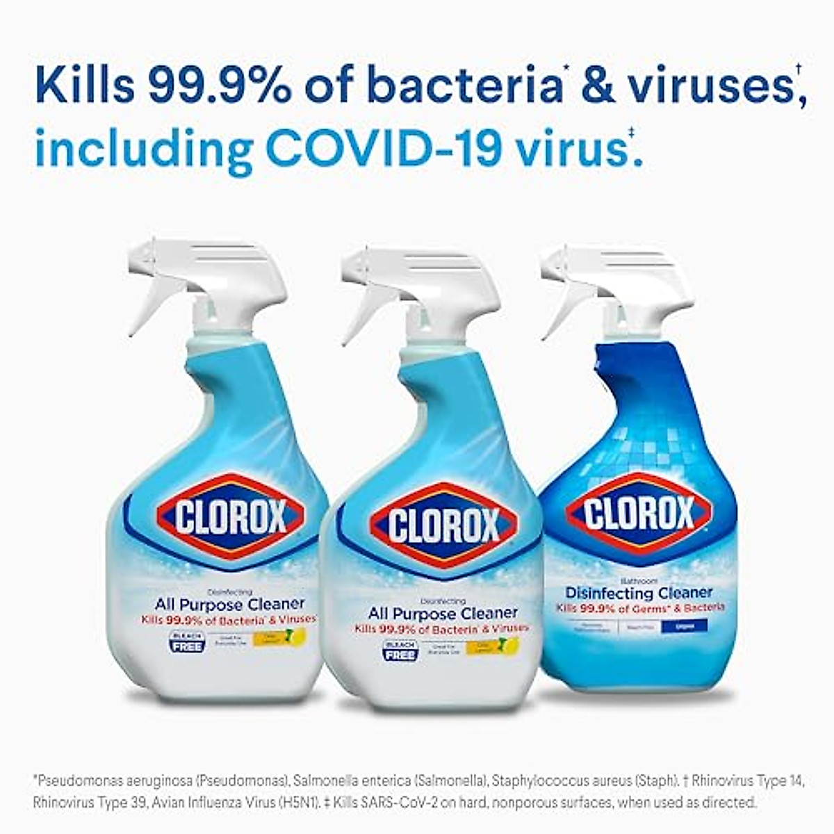 Clorox Disinfecting All-Purpose Cleaner 32 Oz and Disinfecting Bathroom Cleaner, Household Essentials, 30 Oz, Pack of 3