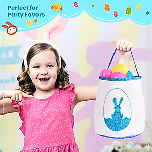 FUN LITTLE TOYS Kids Easter Basket Canvas Easter Bunny Bag for Kids Large Pink Easter Basket